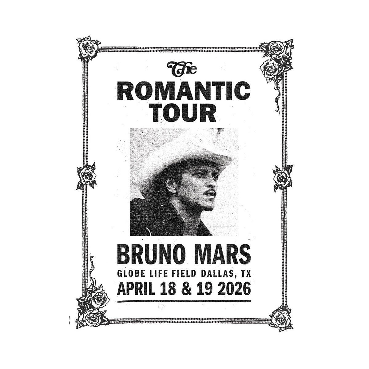 Dallas The Romantic Limited Edition Tour Poster – Bruno Mars